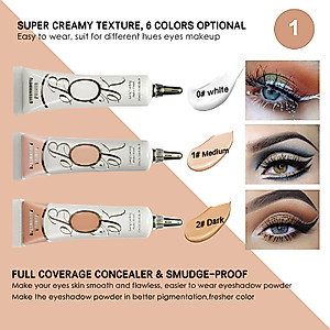 LOKFAR 2 Pack Matte Eyeshadow Primer for Oily Lids White Eyeshadow No Crease Eye Primer Makeup Eyeshadow Base Waterproof & Smudge-proof & Long Lasting Cream Liquid Eye-shadow for All Shadows (Set A)