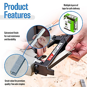 meite 21 Gauge 1/2-Inch Crown by Leg Length 3/8-Inch Galvanized Fine Wire Staples Upholstery Staples for MT8016 Stapler(10,000 Pcs/Box)