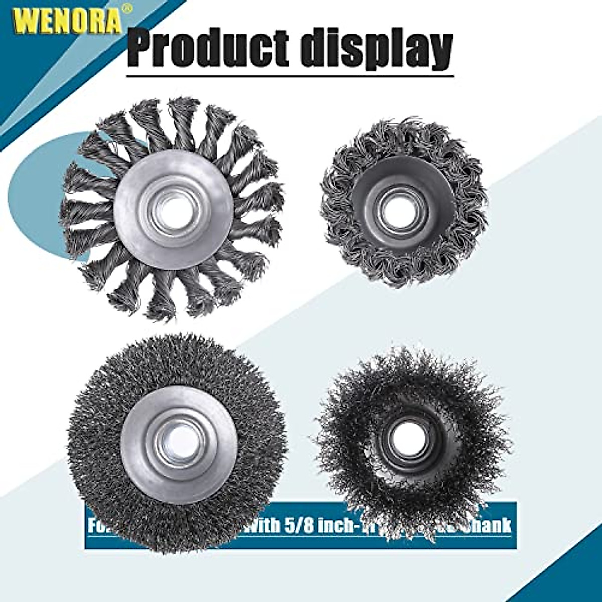 4 Pack 3&4 Inch Carbon Steel Wire Wheel Cup Brush Set, Twisted Knotted Cup Brush for Angle Grinder, 5/8 Inch-11 Threaded Arbor 0.02 Inch Carbon Steel Wire Wheel for Grinder