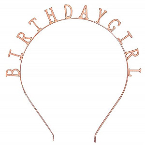 Birthday Girl Tiara Crown Headband for Kids Girls Women Happy Birthday Party Princess Headpiece Hair Accessories, 0.6"*0.3" Letters (Rose Gold Birthday Girl) Summer