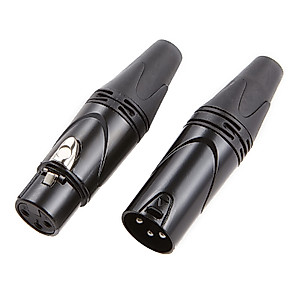 MFL. 3-Pin XLR Cable Connector Male and Female with Nickel Housing and Silver Contacts Mic Cable Plug Connector Audio Socket, Black, 4 Pairs