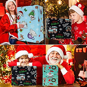 BOLIANNE Christmas Wrapping Paper for Kids Boys Girls - Funny Xmas Holiday Gift Wrap with Santa, Polar Bears, Horses for New Year Party - 6 Large Sheets, 27 x 37 Inch, High Gloss