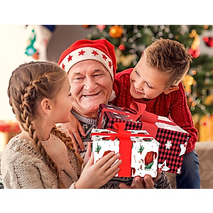 ZINTBIAL Funny Christmas Wrapping Paper for Kids Adults - Xmas Gift Wrap with Red/Black Plaid Snowman, Polar Bears, Cute Santa, and Christmas Train Designs - 20 x 29 Inches, 8 Folded Sheets -