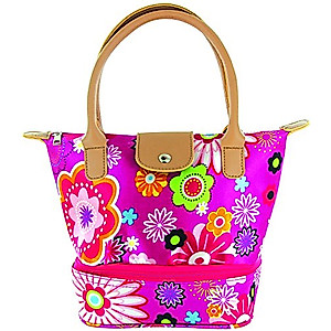 TempaMate Women's Insulated Lunch Tote, Flowers On Pink, One Size