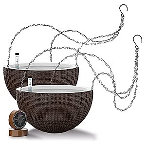 GARDENIX DECOR 7.5'' Self Watering Hanging planters for Indoor Plants - Flower Pot with Water Level Indicator for Plants, Hanging pots - Self Watering Planter Plant Pot- Coco Coir - 2 Pack (Brown)