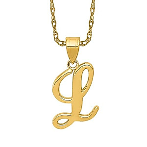 14K Yellow Gold Dainty Letter L Initial Name Monogram Necklace Charm Pendant Only