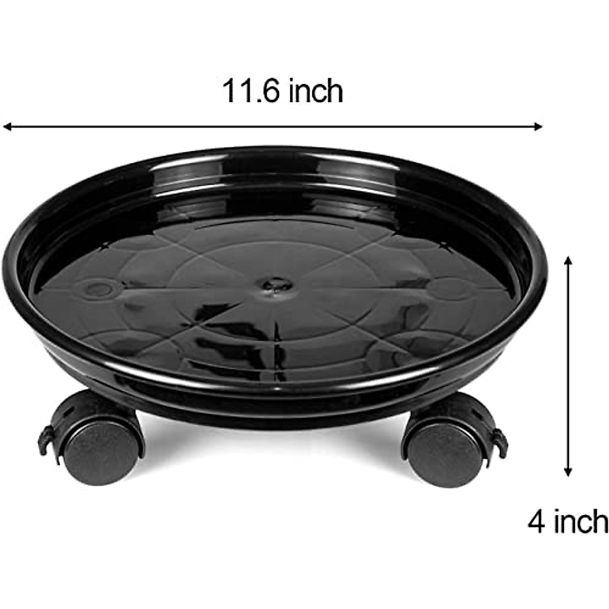 Fasmov 3 Pcs Plant Pallet Caddy Plant Stand Round Flower Pot Mover, Plant Pot Pallet Dolly Caster with Universal Wheels (Black)