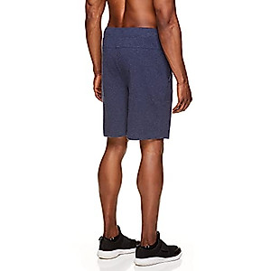 Gaiam Men's French Terry Yoga Shorts - Athletic Gym and Running Sweat Short with Pockets - Synergy Navy Heather, Large
