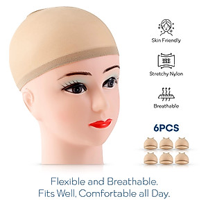 Appearanz 6 pcs Wig Caps for Women, Wig Cap for Lace Front Wig, Pack of 6 (Beige)