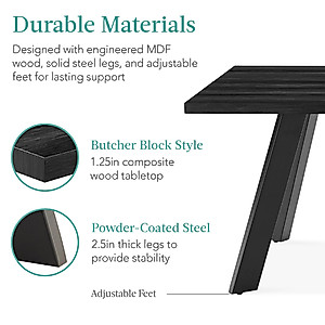 Best Choice Products Extendable Dining Table 47 to 63in Modern Large Expanding Kitchen Table up to 6 People w/Leaf Extension, 2 Locks, 132lb Capacity - Black