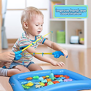 TOY Life Magnetic Fishing Game for Kids 3-5 with 2 Toddler Fishing Poles, Magnetic Fishing Toys for Toddlers, Kids Bath Toys for Toddlers, Outdoor Pool Water Toys for Kids 4-8, Baby Fishing Toy