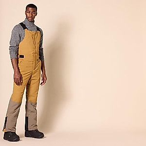 Amazon Essentials Men's Water-Resistant Insulated Snow Bib Overall, Gold Light Brown Color Block, Medium