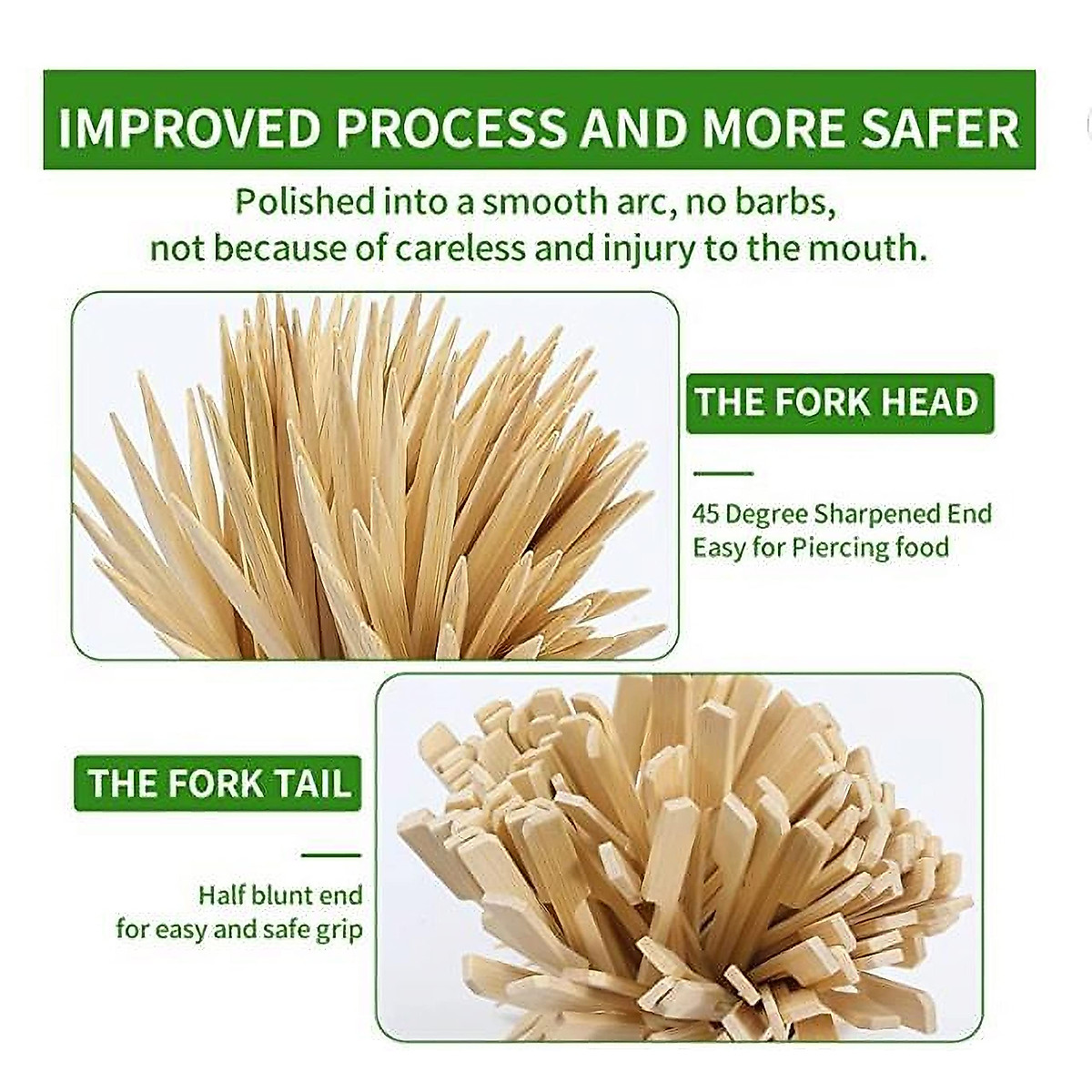 Bamboo Skewers 8 Inch, 200 PCS Cocktail Skewers, Wooden Skewers for Appetizers，BBQ，Fruit Kabobs，Sandwich，Drink.