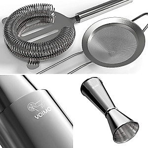 Bartender Kit Cocktail Set, VOIMO Stainless Steel Premium Cocktail Shaker Set Boston Shaker, 22 Piece Bar Tools Set with Better Acrylic Stand, Cocktail Gift Set for Holiday Day, Home or Bar