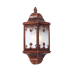 PEHUB Antique Red Bronze Outdoor Waterproof And Rainproof Metal Wall Sconce Lights Luxurious Classical Single Head E27 LED Wall Lamp Antirust Aluminum Wall Lighting for Patio Garden Villa Exterior Lig