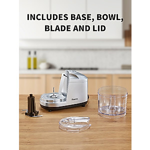 1.5-Cup One-Touch Electric Food Chopper, 100W Mini Food Processor Meat Grinder, Mix, Chop, Mince and Blend Vegetables, Fruits, Nuts, Meats, Stainless Steel Blade (Silver)