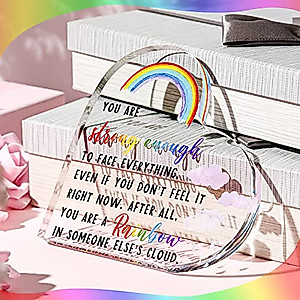Thinking of You Gifts Friend Encouragement Cheer up Gifts Rainbow Gifts Inspirational Gifts for Women Motivational Quotes Acrylic Decor Office Positive Keepsake for Coworker Friend Daughter Mom