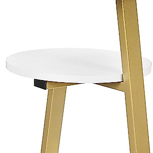 BEWISHOME Round End Table Side Table with Metal Frame, Accent Table Nightstand Bedside Table with 3-Tier Shelves, Small Table for Living Room Bedroom Couch Table Small Coffee Table White Gold KTZ41M