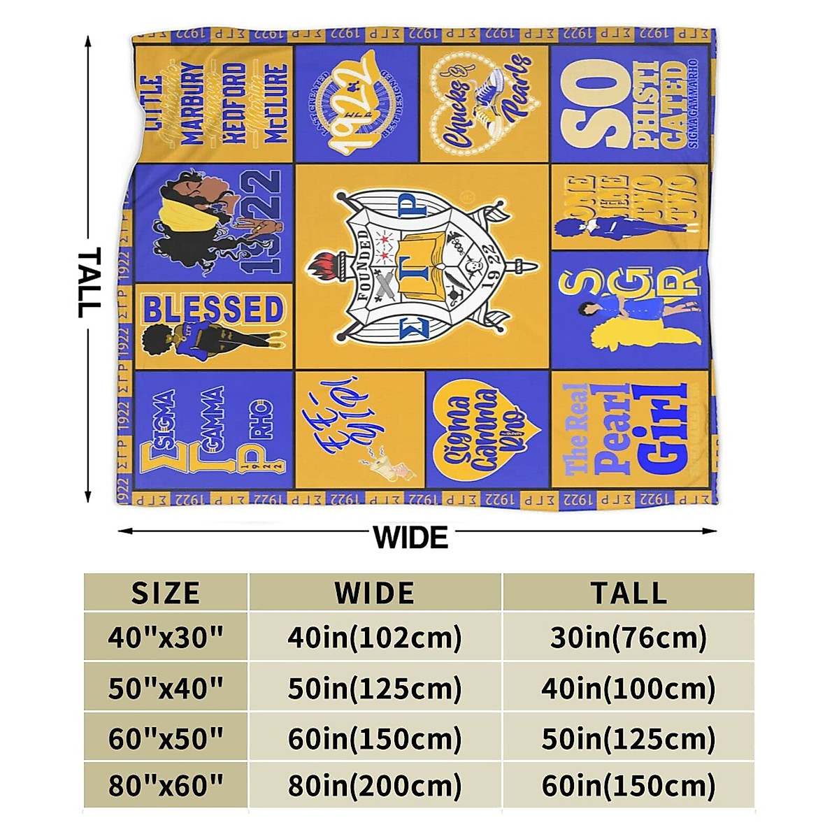Kunsaww Sigma Gamma Rho Sorority Blanket for Women Flannel Throw Gift with 1922 Poodle and African American Design for Bedroom Sofa Decor,50"x40"