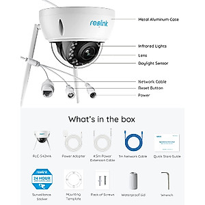 REOLINK RLC-542WA - 5MP HD Outdoor Camera for Home Security, Dual Band WiFi Security Camera with Person/Vehicle Detection, IK10 Vandal Proof, 5X Optical Zoom, 2.4/5 GHz WiFi, Time Lapse, Non-PT