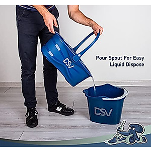 DSV Standard Professional 3.2 Gallon (12L) Cleaning Bucket | Pour Spout & Comfort-Grip Handle | Wash Bucket Ideal for Squeegees and Washers up to 17inch Length | Household Cleaning Supplies