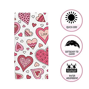 My Little Nest Hand Towels for Bathroom Hand Drawn Hearts Boho Flowers Absorbent Small Bath Towel Soft Kitchen Towels Fingertip Towel for Guest and Bar 30 x 15 inch