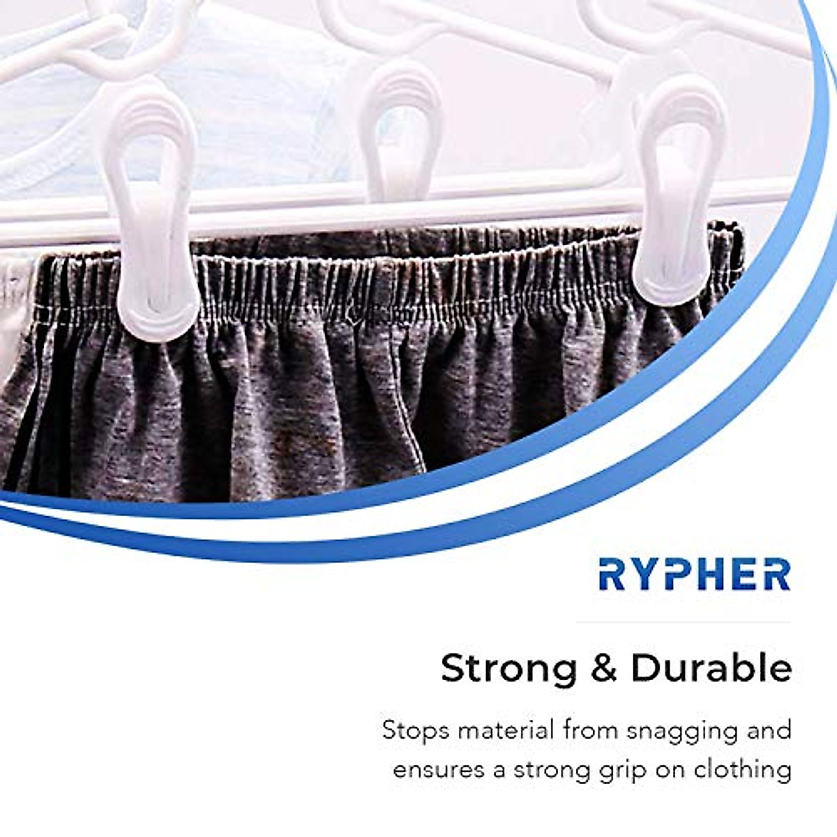 RYPHER New Plastic Hanger Clips, 20 Pack Hanger Clips for Plastic Hangers [Laundry Clips] Clothes Clips for Use with Plastic Clothes Hangers. Made with 100% Fully Recyclable Plastics.