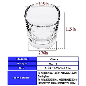 Replacement Charger Glass Cup for Philips Electric Toothbrush,for HX9100 CBA1001 CBA2001 CBA3001 Charging Base,Compatible with HX9350 HX9360 HX9903 HX9924 HX9954 HX9957 Electric Toothbrush