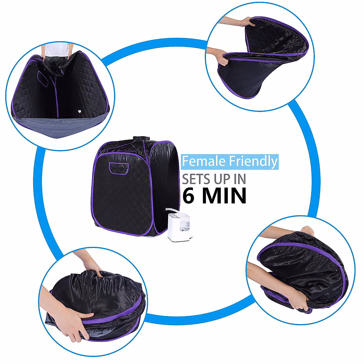 OPPSDECOR Portable Steam Sauna Spa, Personal Indoor Sauna Tent Remote Control&Chair&Timer Included, One Person Sauna for Therapeutic Relaxation Detox at Home