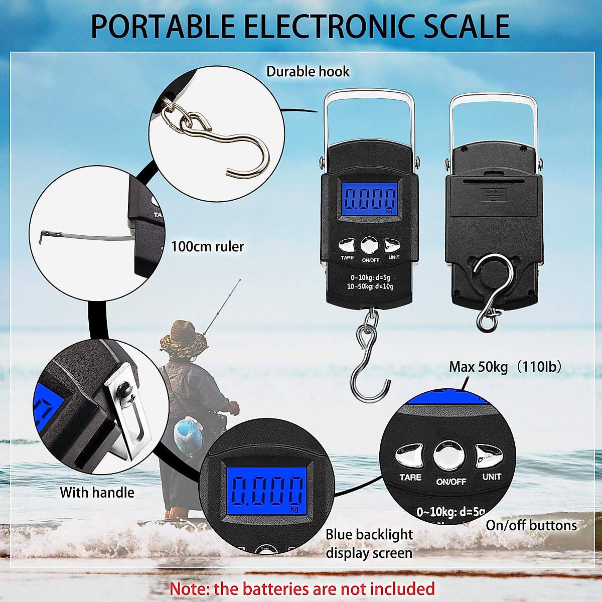 Fish Hook Remover Tools Kit Include 1 Piece Handheld Digital Fish Scale 1 Piece Fish Hook Remover Tool 1 Piece Fish Lip Gripper 1 Piece Fish Plier with Sheath and 2 Pieces Fishing Tool Lanyards