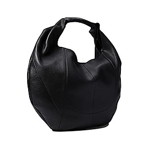 HOBO Eclipse Medium Hand Bag For Women - Magnetic Disc Closure With Premium Leather Construction, Crescent Shaped Unique and Stylish Hand Bag Black One Size One Size