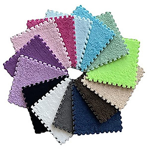10pcs Plush Foam Floor Tiles, Square Foam Interlocking Carpet Tiles, 11.8x11.8 Inch Splicing Carpet Tiles Puzzle Play Mats for Floor for Bedroom(Color:Blue)
