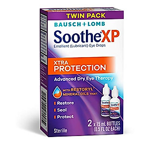 Bausch + Lomb Soothe XP Dry Eye Drops, Xtra Protection Lubricant Eye Drops with Restoryl Mineral Oils, , 0.5 Ounce Bottle Twinpack, 0.5 Fl Oz (Pack of 2)