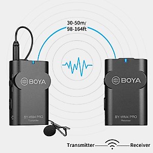 2.4G Wireless Microphone Lavalier for Smartphone DSLR Camera, New BOYA Lapel Microphone System for Canon Nikon Camera IOS Android Mobile Audio Recorder Youtube Facebook Live Podcast (K1)