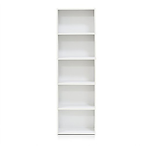 Furinno Pasir 3 Tier Display Bookcase, White & Luder Bookcase/Book/Storage, 5-Tier, White