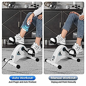 Motorized Mini Exercise Bike Pedal Exerciser for Seniors Rehab Training, LUBBYGIM Electric Under Desk Bike Pedal Exerciser for Arm/Leg Fitness & Physical Therapy, 6 Levels Speed Adjustment