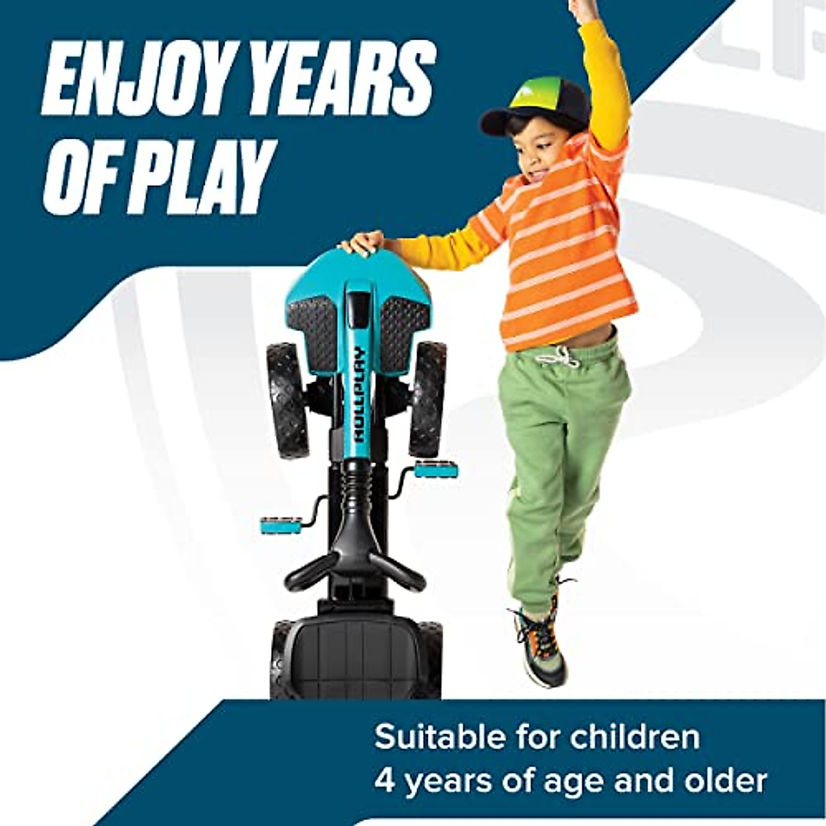 Rollplay Flex Kart XL Pedal Go Kart for Kids Featuring EVA Tires for Traction and Durability, 2-Position Adjustable Bucket Seat, and Easy Push-Button Folding Function for Easy Storage