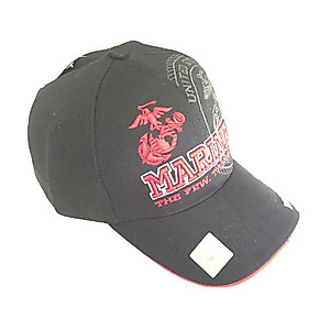 U.S. Marines Corps Official Licensed Emblem Baseball Cap Hat Visor 3D Embroidery (Black)