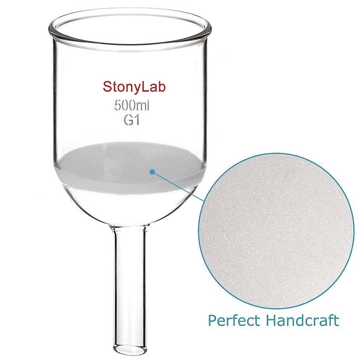 StonyLab Borosilicate Glass Buchner Filtering Funnel with Coarse Frit(G1), 94mm Inner-Diameter, 100mm Depth(500ml)