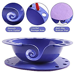 KOKNIT Yarn Bowl - PlasticYarn Bowls for Crocheting with Holes, Preventing Slipping and Tangles, Knitting Bowl Mothers Day Gift for Knitting Lovers