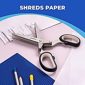 Jenaluca Herb Scissors with 5 Blades and Safety Cover - Cut, Chop & Mince Fresh Herbs & Leafy Greens - Stainless Steel Kitchen Shears with Cleaning Comb - Cool Kitchen Gadgets (Green)