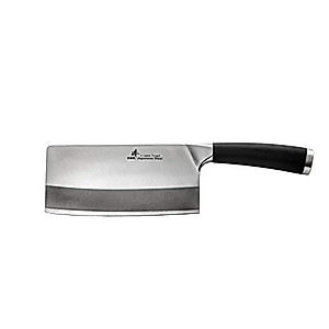 ZHEN Japanese VG-10 3-Layer Forged High Carbon Stainless Steel Light Slicer Chopping Chef Butcher Knife/Cleaver, 6.5-inch, TPR Handle -,Black