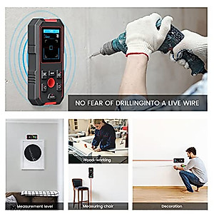 KOLSOL Stud Finder with 196ft Laser Measure, 3 in 1 Electric Wall Scanner Sensor with ±0.1° Digital Level Lithium Battery, LCD Studs Detector Audio Broadcast for Wood Magnetic Metal AC Wire Finding