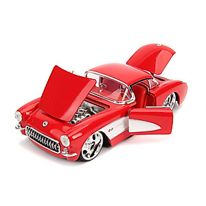 Jada 1957 Chevrolet Corvette Red with Red Interior Bigtime Muscle 1/24 Diecast Model Car 31451