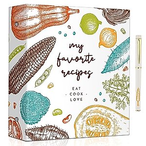 Recipe Book for OWN Recipes 11.4" X 11.8", Recipe Book, Recipe Binder with 30 Full Doble-Side Sheets and 30 Plastic Sleeves, Blank Recipe Book Recipe Book to Write Your Own Recipes with Matching Pen.