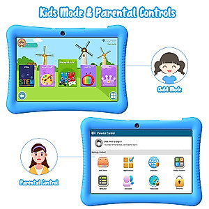 MOOKIA Kids Tablet 10 inch Android 13 Tablet for Kids 3-12 Quad Core 3+32GB Dual Camera GMS Certified WiFi Tablet Parental Control with Drop-Proof Case