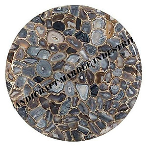 Natural Agate Stone Round 42" x 42" Inch Dining Table Top, Grey Agate Stone Round Coffee Table Top, Agate Gemstone, Customized Agate Stone Table Top, Piece Of Conversation, Family Heir Loom