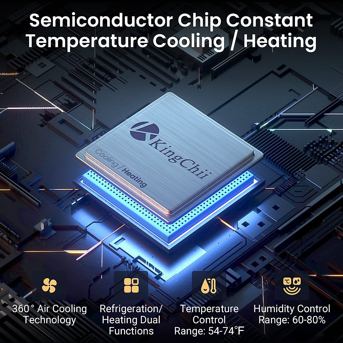 KingChii 26L Electric Cigar Humidors with Temperature Control System, Cigar Cabinet with Spanish Cedar Wood Shelves & Hygrometer, Father's Day Gifts for Men (4 Layers 200 Capacity)