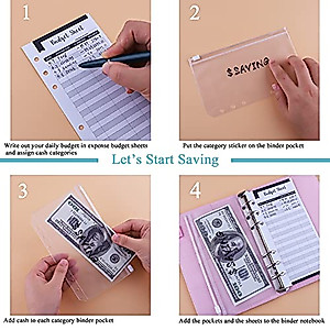 Antner Budget Binder with Zipper Envelopes & Expense Tracker Sheets for Budgeting, A6 Money Saving Binder, Budget Book Planner with Cash Envelopes, Savings Binder for Money Saving, Pink