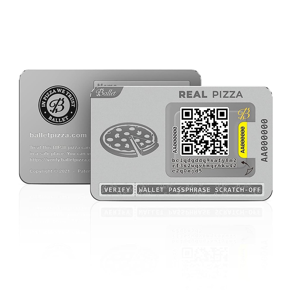 Ballet 2-Pack REAL Pizza - The Easiest Crypto Cold Storage - Nondescript Cryptocurrency Hardware Wallet for Bitcoin, Ethereum, XRP, Litecoin, and 200+ Other Cryptocurrencies